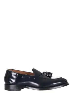 DOUCAL'S Almond Toe Tasseled Loafers - Black