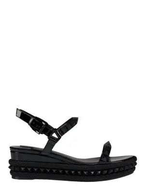 CHRISTIAN LOUBOUTIN Pyra Clou Espadrille Wedge Sandals - Black