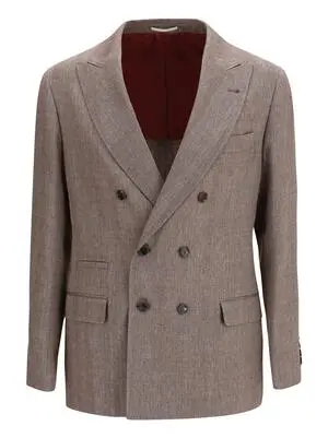 Brunello Cucinelli Double Breasted Blazer - Nocciola