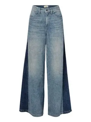 NILI LOTAN Nili Lotan Ebony Paneled Two-Tone High-Rise Denim Trousers