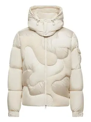 Moncler Zip-up Quilted Down Jacket With Teddy Intarsia - White