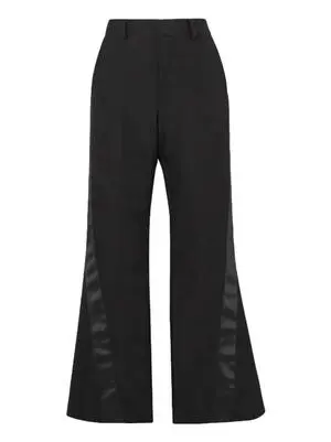 Sacai Satin-trimmed Silk And Cotton-blend Flared Pants - Black