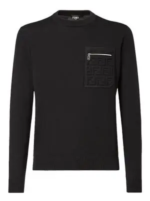Fendi Ff Embossed Crewneck Jumper - Black