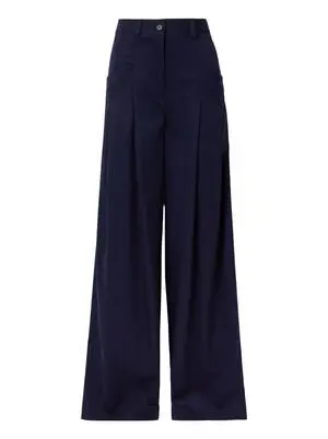 Altuzarra Pleated Wool Blend Wide-leg Pants - Black
