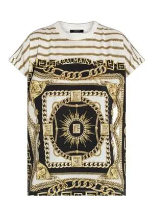 Balmain Printed Crewneck Short Sleeve Top - Multicolor