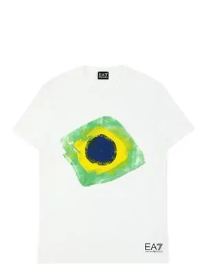EA7 Logo Round Neck T-shirt - White