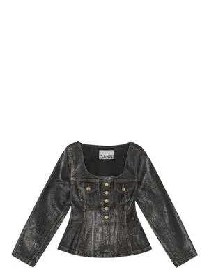 GANNI Fitted Waist Denim Jacket - Black