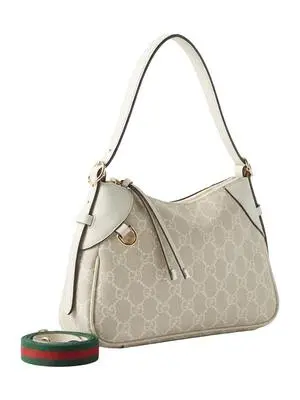 Gucci Gg Emblem Small Shoulder Bag - Beige/white