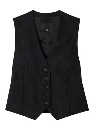 NILI LOTAN Angelina Pinstripe Vest - Black