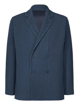 Issey Miyake Homme Plissé Issey Miyake Double-Breasted Pleated Jacket Manarola Boat Navy