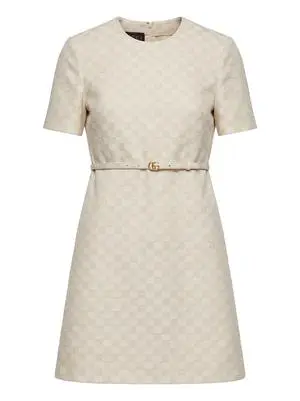 Gucci Gg Cotton Gabardine Dress - Beige