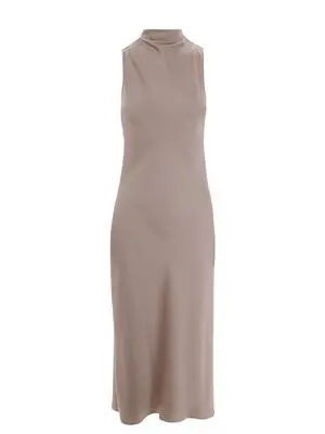 Patrizia Pepe Cutout Halterneck Midi Dress - Cloud Gray