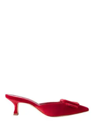 Manolo Blahnik Maysale Buckle Mule - Red