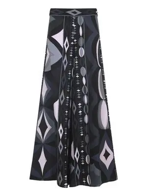 Emilio Pucci Geometric-print Silk Palazzo Pants - Black Pink
