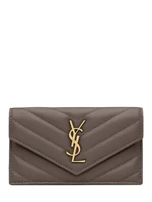 Saint Laurent Cassandre Matelassé Leather Wallet - Brown