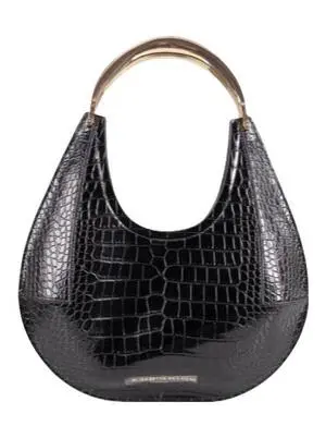 Elisabetta Franchi Crocodile-embossed Shoulder Bag With Gold Metal Jewel Handle - Black