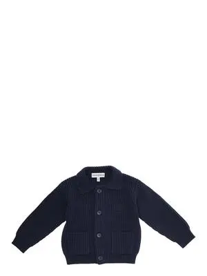 EMPORIO ARMANI Emporio Armani Ribbed Knit Lapel Collar Long-Sleeved Sweater