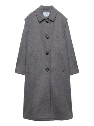 Prada Single-breasted Loden Cloth Coat - Slate Grey