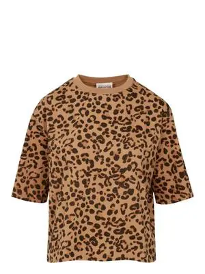 SEMICOUTURE Animal Print Crewneck T-shirt - Brown
