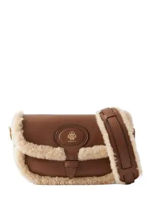 BALLY Bally Leather Shoulder Bag With Shearling Trim