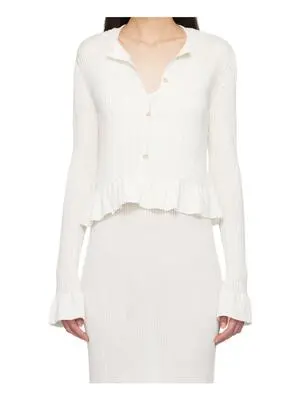 JIL SANDER Long-sleeved Ruffled Cardigan - Bright White