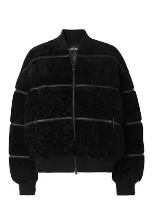 TOM FORD Quilted Wool Jacket With Leather Trims - Black