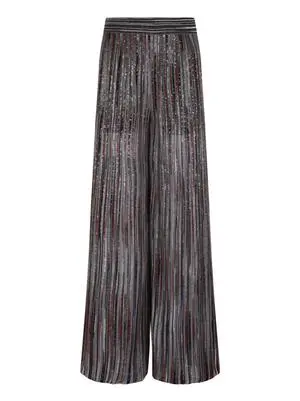 Missoni Wide-leg Striped Knitted Trousers - Black