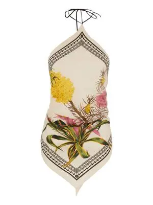 Blumarine Sleeveless Halterneck Top With Floral Print - Multi-color