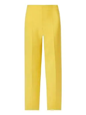 Oscar De La Renta Wool Blend Crepe Straight-leg Trousers - Yellow