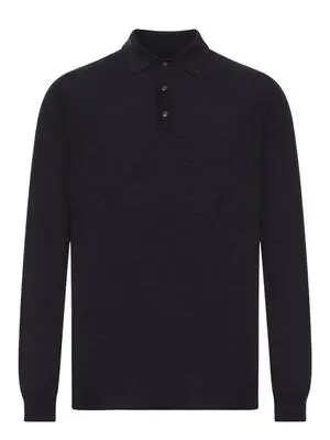 ZANONE Long-sleeve Polo Shirt - Black