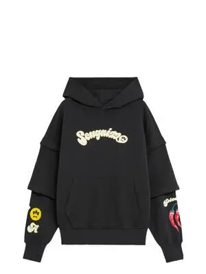 BARROW Graphic Print Oversized Hoodie - Black