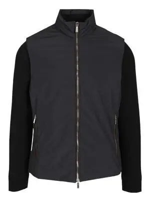 MOORER Evan Quilted Zip Jacket With Detachable Sleeves - Blue