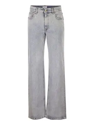 Fabiana Filippi Water-marbled Denim Pants - Gray