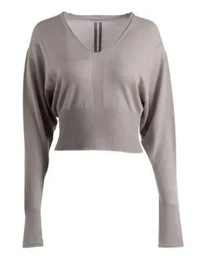 Rick Owens V-neck Ribbed Knit Top - Gray