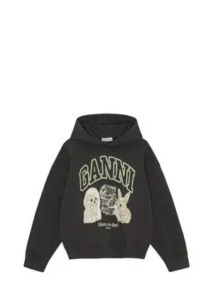 GANNI Printed Hoodie - Black