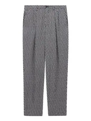 Giorgio Armani Pleated Trousers With Diagonal Stripe Pattern - Gray