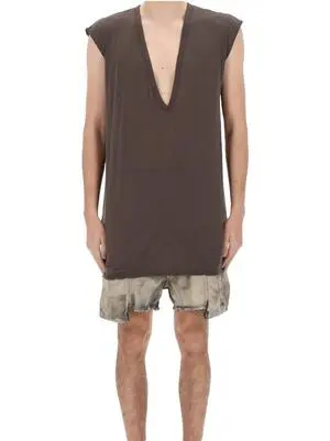 Rick Owens V-neck Sleeveless Vest - Brown