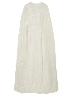 Erdem Kenley Shawl-style Sequined Gown - Ivory