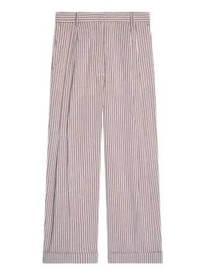 Dries Van Noten High-waisted Pleated Striped Trousers - Brown
