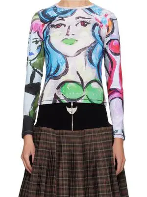 CHOPOVA LOWENA Graphic Print Long Sleeve T-shirt - Black