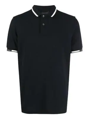 Emporio Armani Stripe-detail Polo Shirt - Black