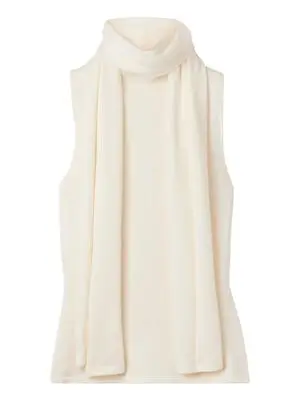 Staud Canal Wool Turtleneck Sweater With Scarf - Ivory