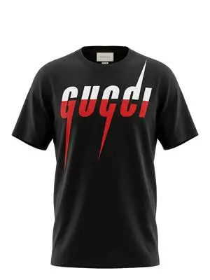 Gucci Logo Blade Printed Crewneck T-shirt - Black
