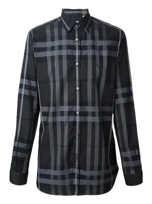 Burberry Checkered Detail Shirt - Black