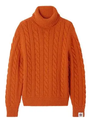 Bally Cable-knit Wool Turtleneck Sweater - Orange