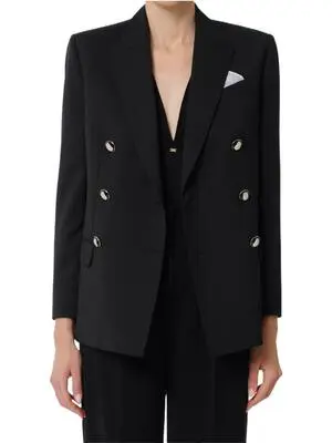 Elisabetta Franchi Double-breasted Tailored Blazer - Black