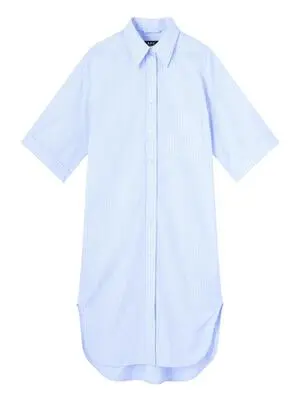 A.p.c. Chiara Striped Shirt Dress - Light Blue
