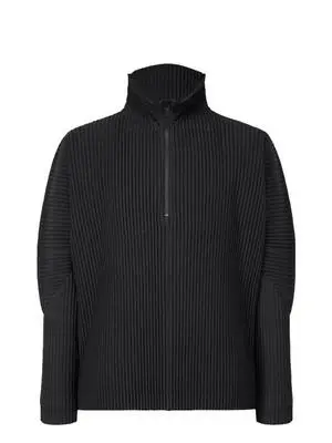 Issey Miyake Homme Plissé Half Zip Pleated Sweatshirt - Black