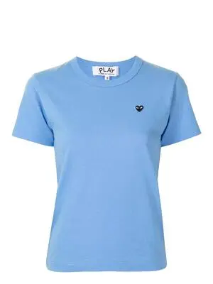 Play Comme Des Garcon Cotton T-shirt With Embroidered Logo - Blue