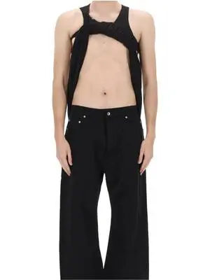 Rick Owens Sleeveless Gathered-detail Tank - Black
